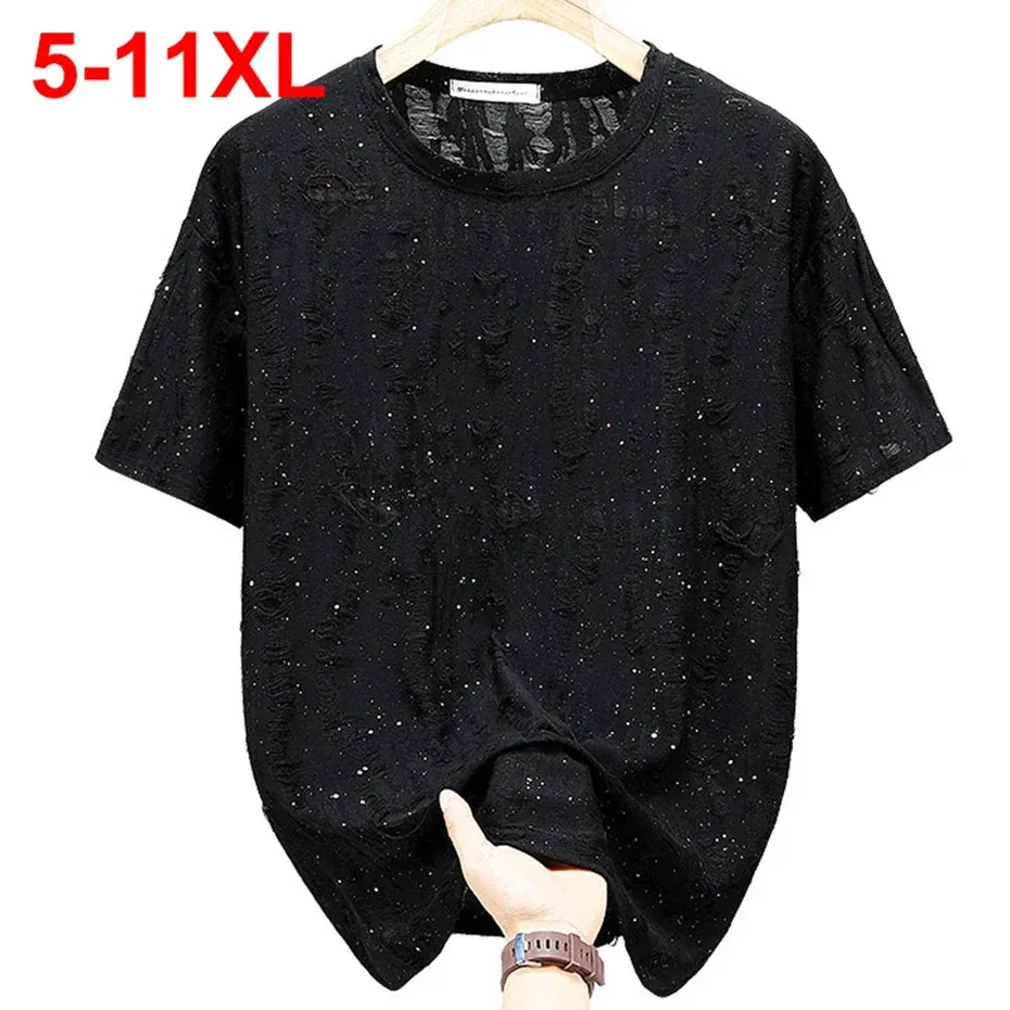 Men's Plus Size T-Shirts Summer Breathable Acetate Pull On Crew Neck ...