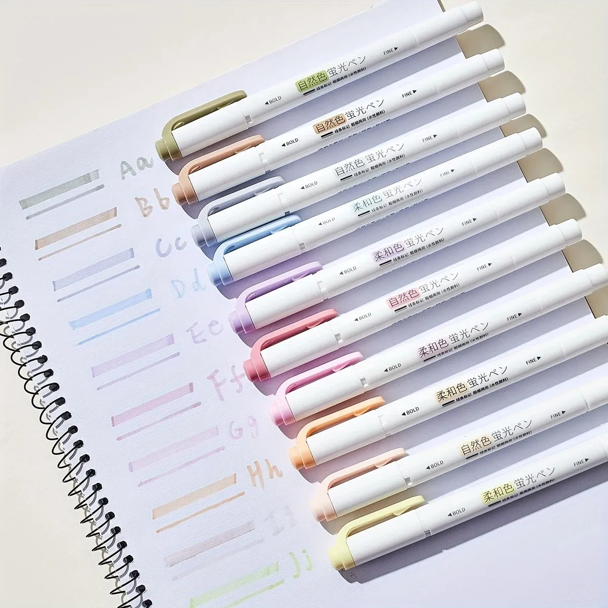 Dual-tip Erasable Highlighters with 20 Vibrant Colors in Soft Pastel ...