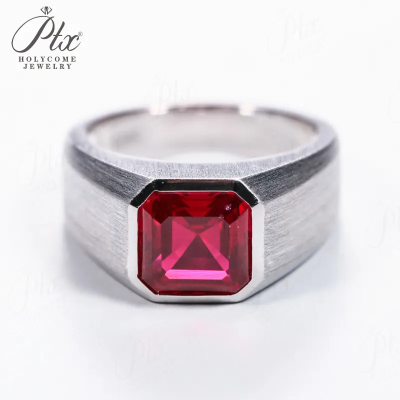 Holycome 6CT Lab Grown Ruby Ring Asscher Cut Square Step-Facet Design ...
