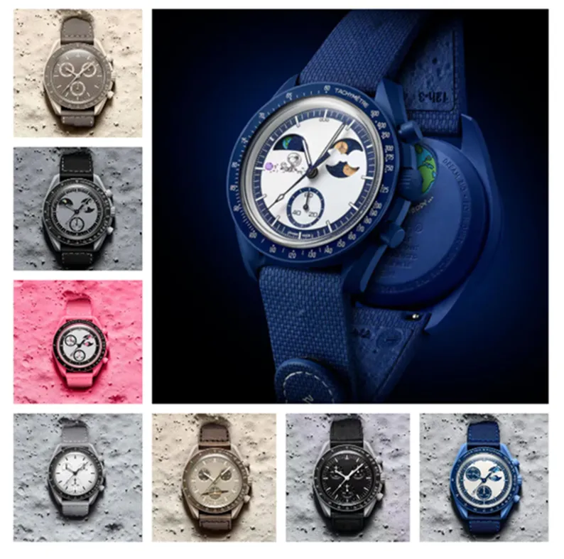 Bioceramic Planet Moon Mens Chronograph Watch Full Function Quartz 42mm ...