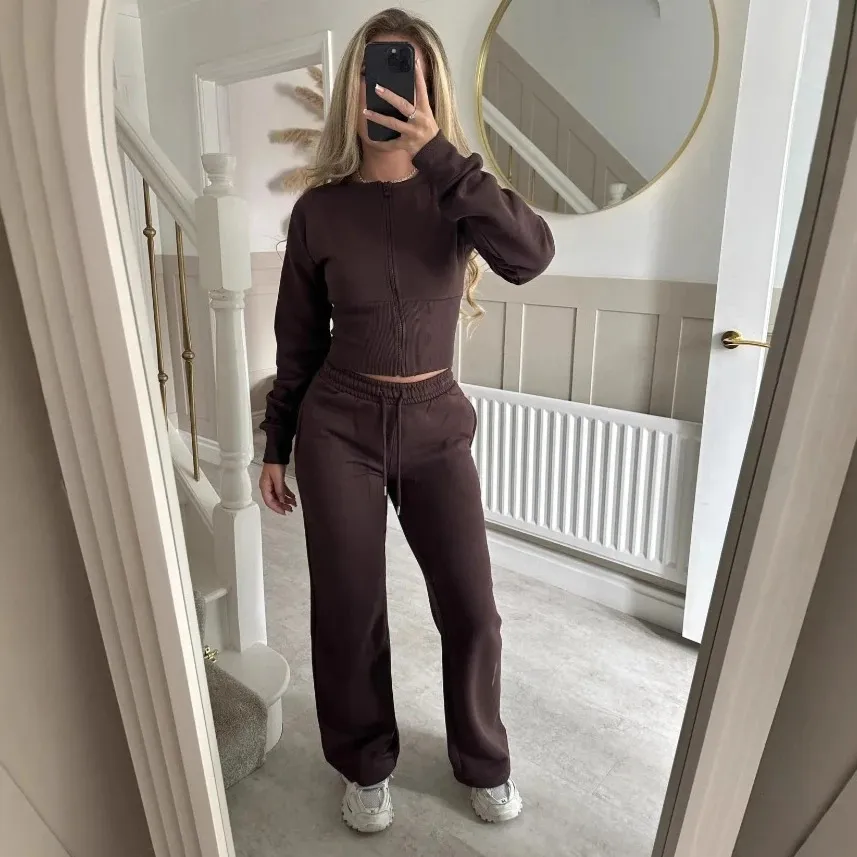 Women's Two Piece Acetate Sweater Pants Set Sleeveless Vest Hoodie and ...