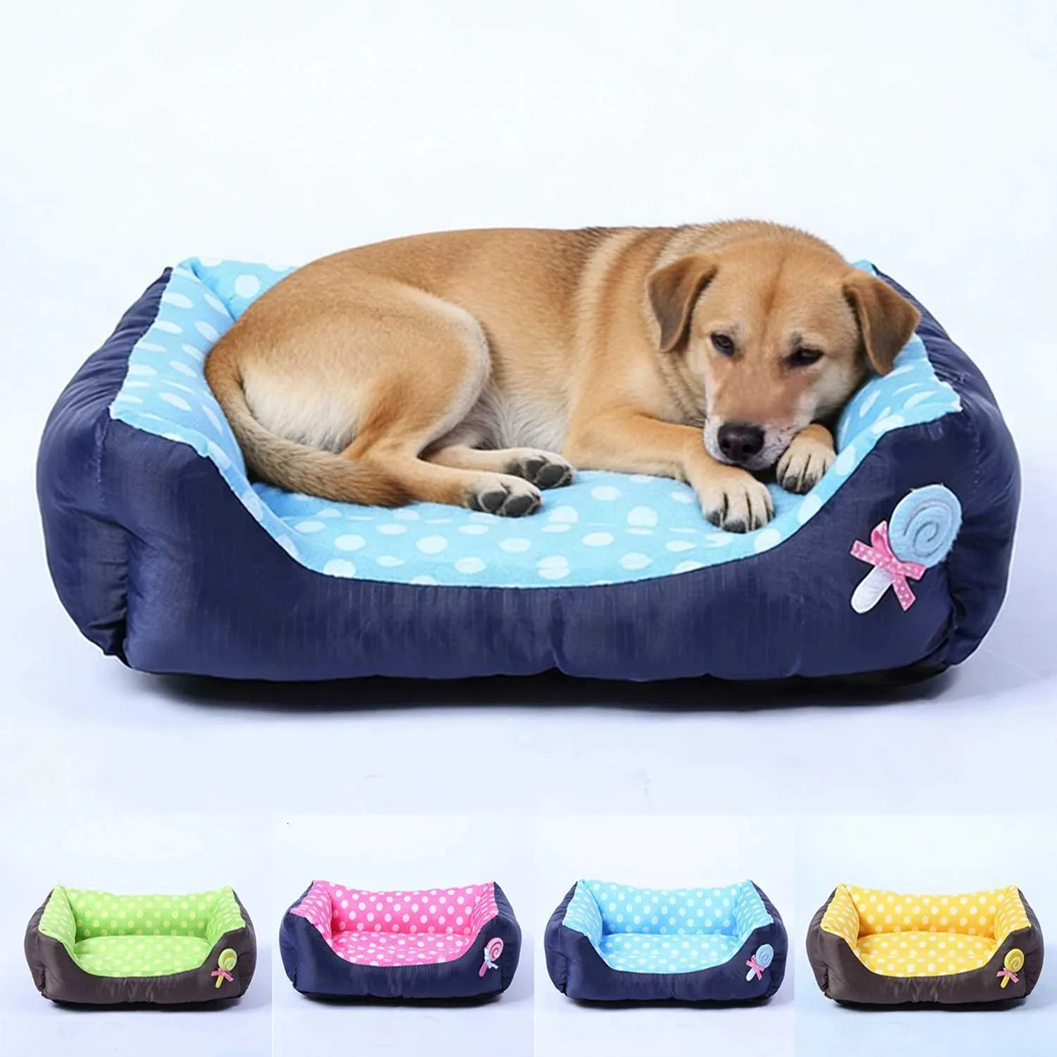 Square Small Dog Bed Soft Candy Fiber Medium Cat Sofa Kennel ...