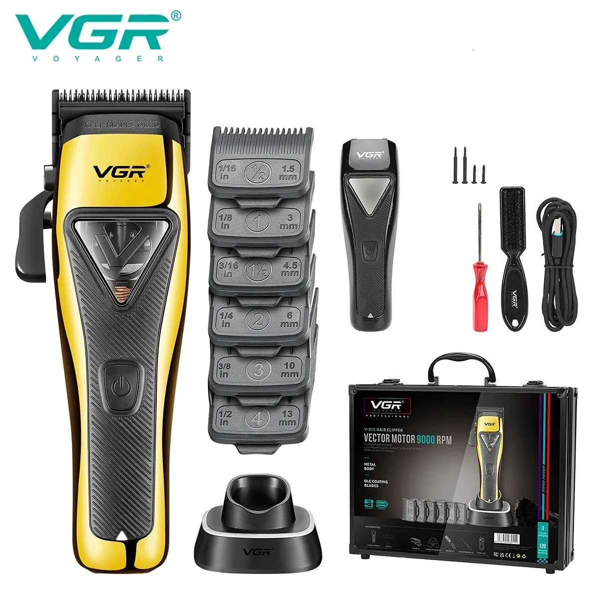 VGR Hair Clipper Electric Hair Trimmer with Rotary Motor 9000 RPM for ...