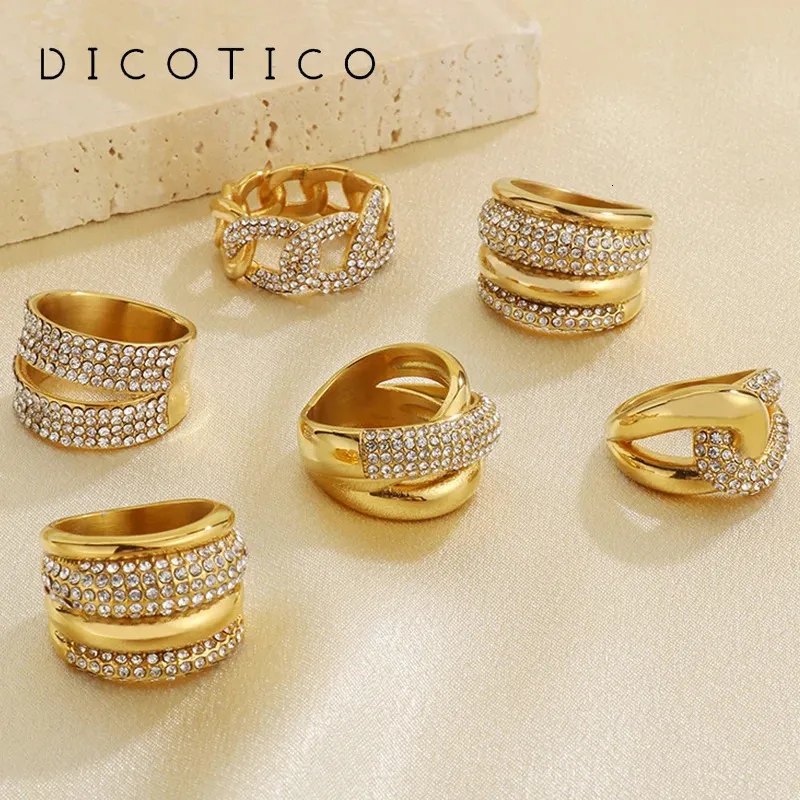Shiny Zircon Geometry Large Knuckle Rings for Women and Men 18k Gold ...