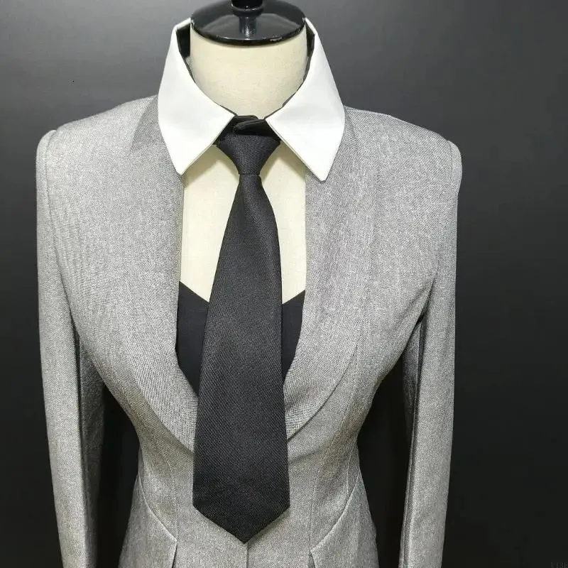 Fashionable Lavender Knitted False Shirt Collar with Necktie Front for ...