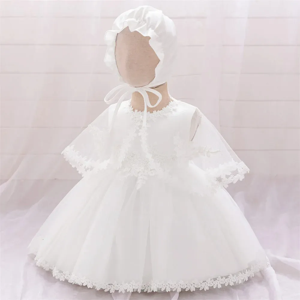 Baby Girls White Baptism Costume 1st Birthday Party Dress with Cape ...