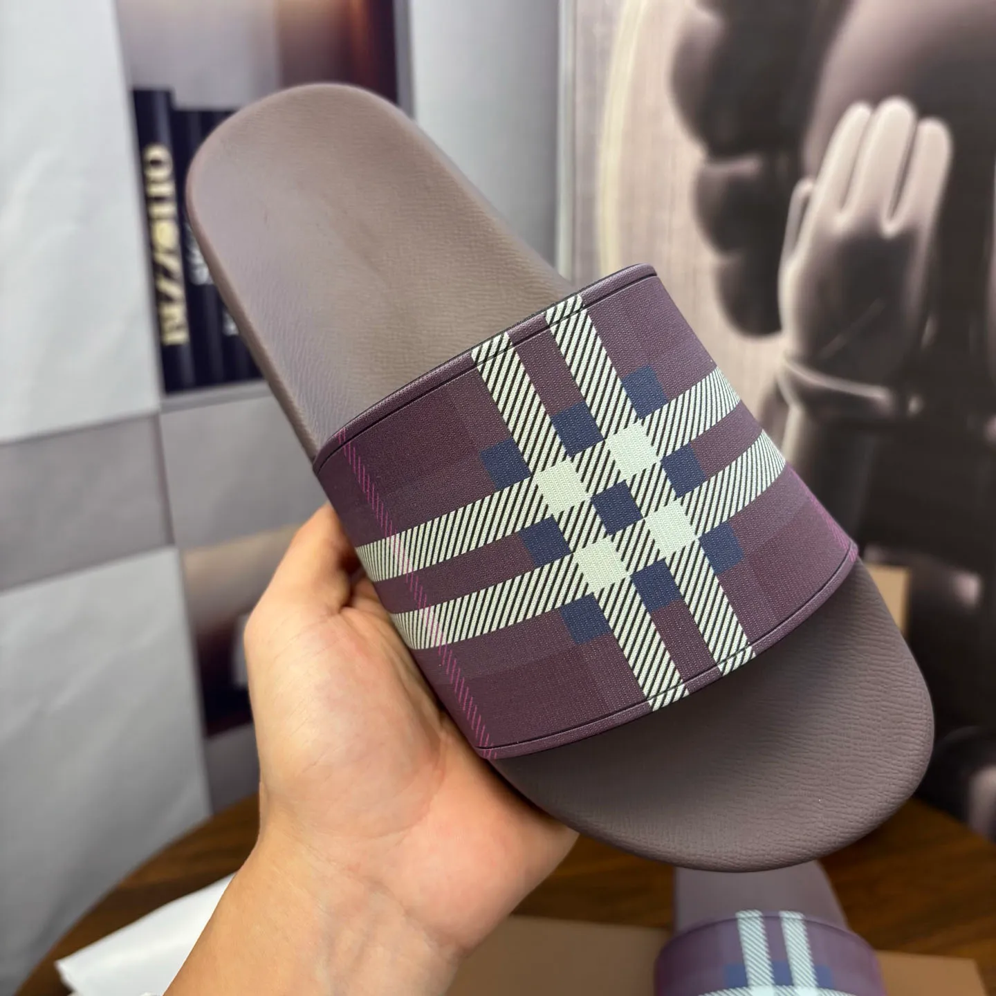 Designer unisex slippers with buckle and beading decorations, cotton ...