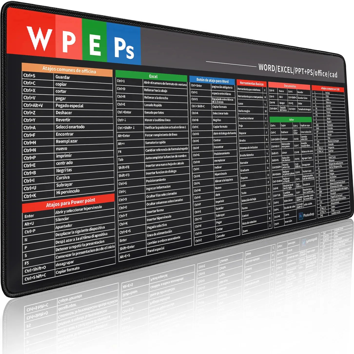 Excel Shortcut Mouse Pad Fabric Desk Mat 25.12 × 16 in for Office ...