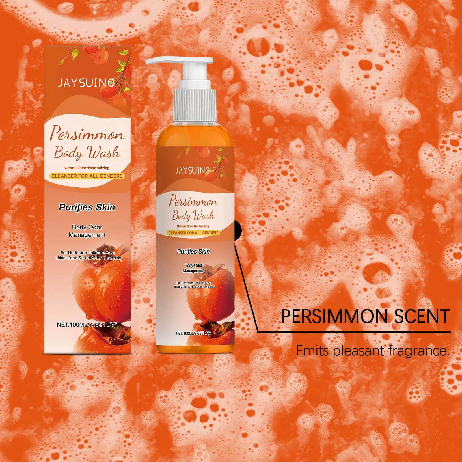 Persimmon Fragrance Shower Gel Exfoliating Body Wash with Rich Foam for ...