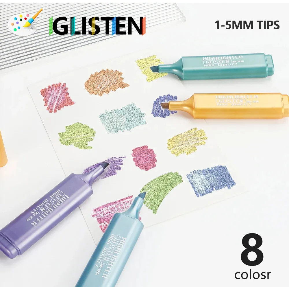 Metallic Highlighters Fluorescent Pen for Painting and Note Taking ...