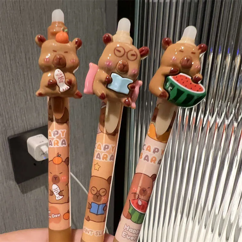 Labubu Pendant Gel Retractable Erasable Gel Pen 0.5mm Black Ink Pink ...