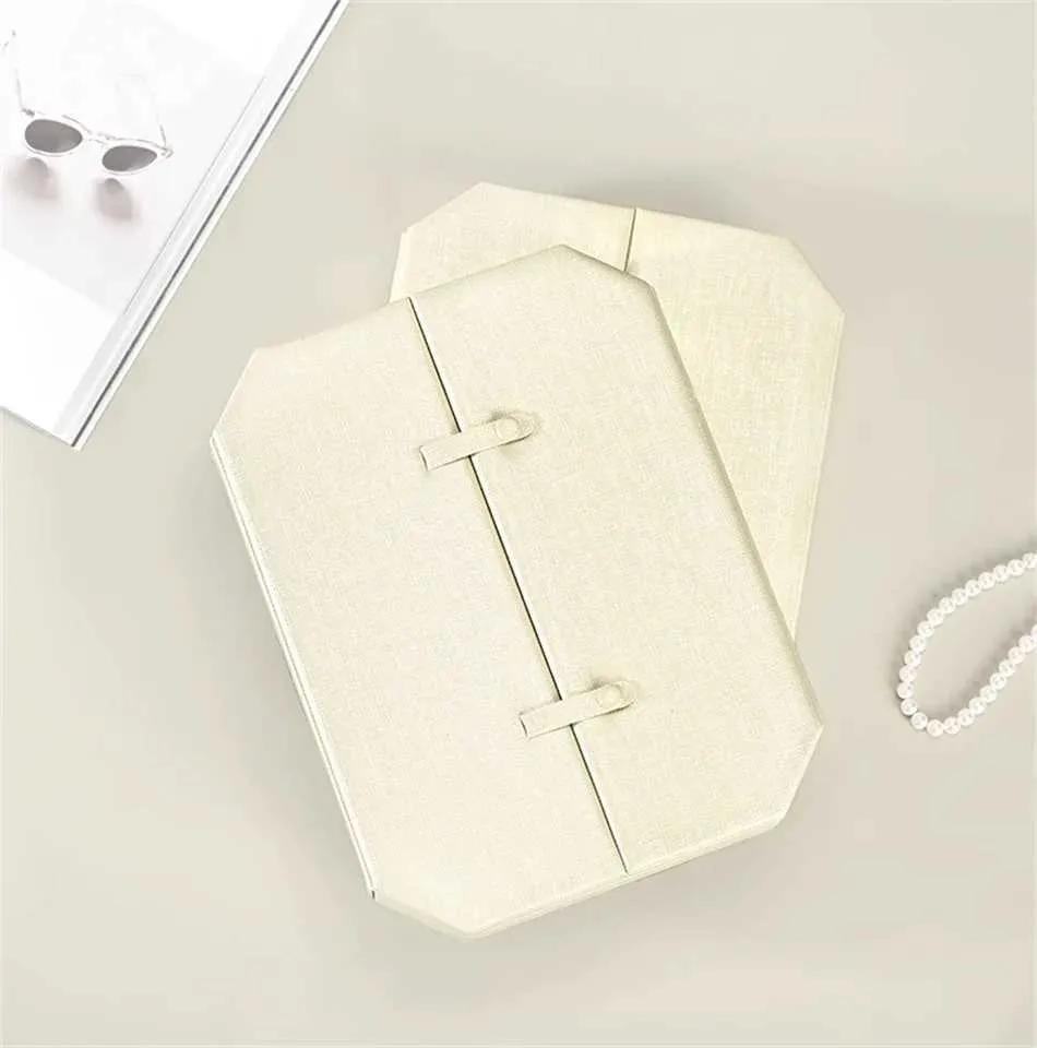Leather Jewelry Organizer Box Polygon Shape Double Button Closure for ...