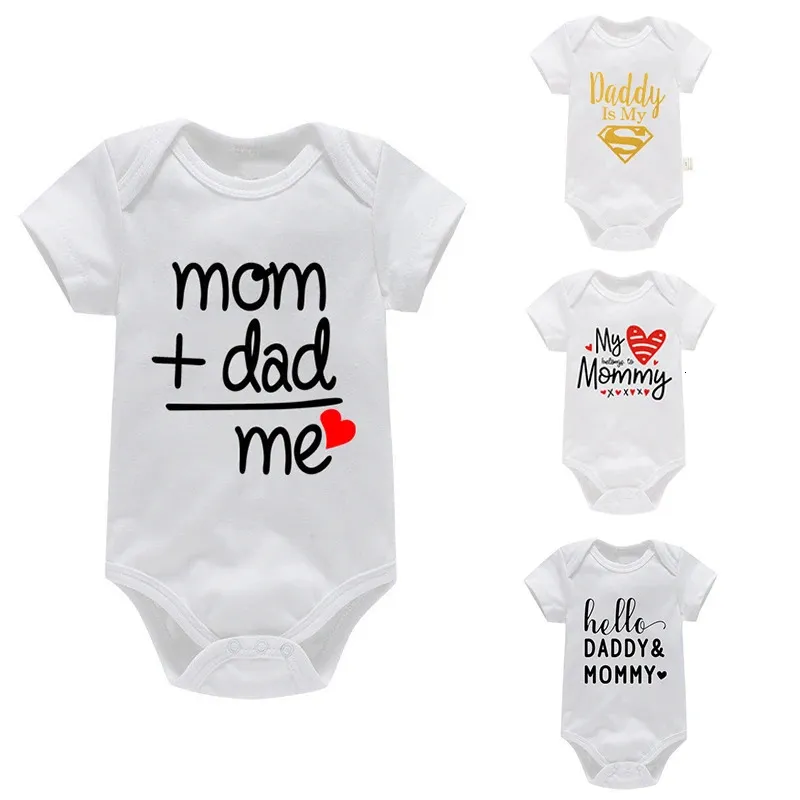 100 Cotton Baby Boys Girls Romper Short Sleeve Letter Print I Love Mom ...