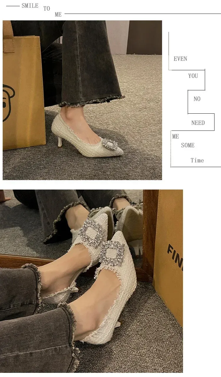 French Pointed Toe Crystal Embellished Wedge Heel Pumps for Men Formal ...