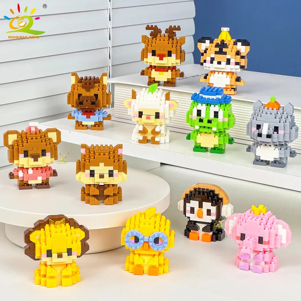 Mini Cute Animal Micro Building Blocks 3D Diamond Model Lion Wooden ...