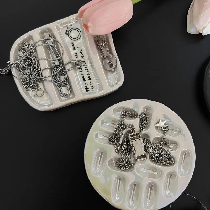 Storage Boxes Ceramic Jewelry Plate Rack for Rings Bracelets Earrings ...