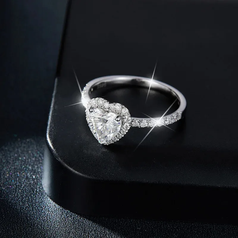 TY Fine Flash 925 Sterling Silver Heart Engagement Ring with Onyx and ...