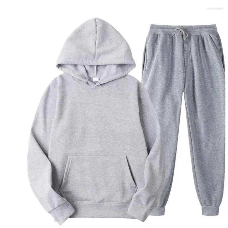Men's Polyester Knit Tracksuit Two Piece Set Pullover Hoodie and ...