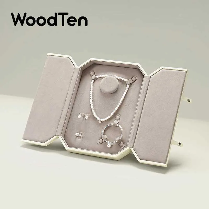 Leather Jewelry Organizer Box Polygon Shape Double Button Closure for ...