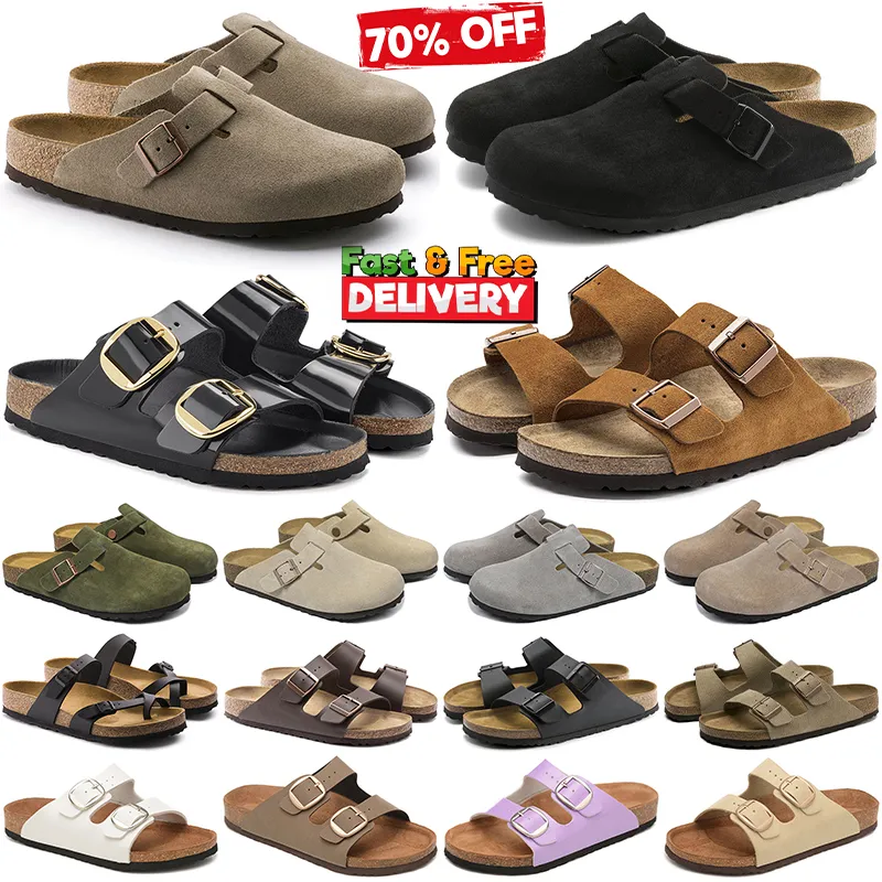 Unisex PU Leather Slide Sandals with PVC Rubber Wood Outsole, Medium ...