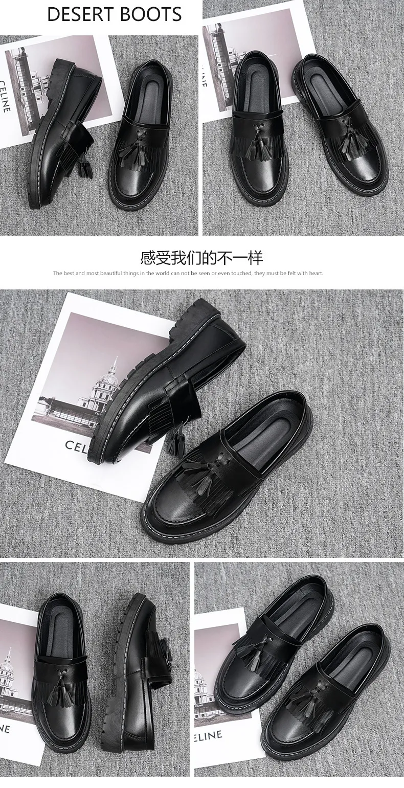 STAOXINDIKE Men's Leather Chunky Block Heel Narrow Wing Toe Dress Shoes ...