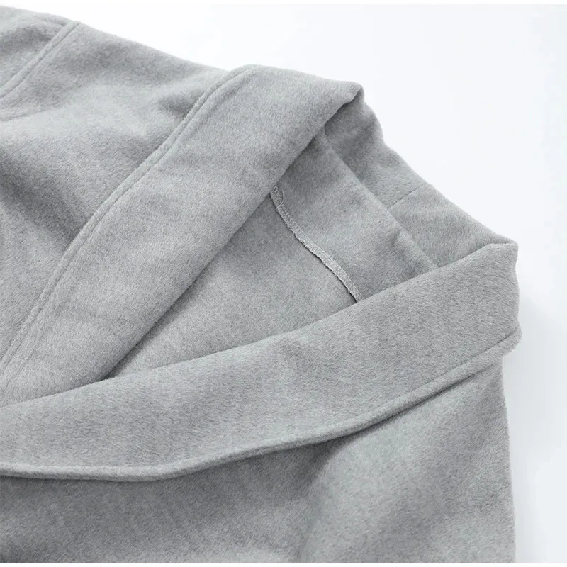 Women Grey Fur Splicing Woolen Sleeveless Vest Casual Hooded Lapel ...