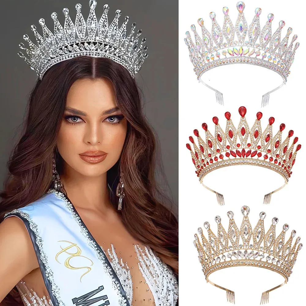 KMVEXO Baroque Queen Large Crystal AB Bridal Tiaras Crowns for Women ...