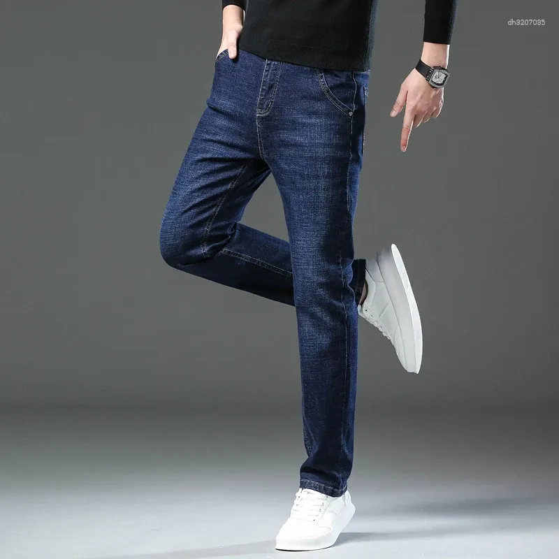 Men's Straight Leg Jeans Lightweight Cotton Twill Casual Pants Mid ...