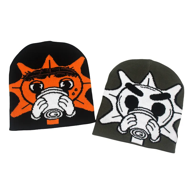 Anime Cartoon Two-Sided Jacquard Knitted Acrylic Wool Hat Face Mask for ...