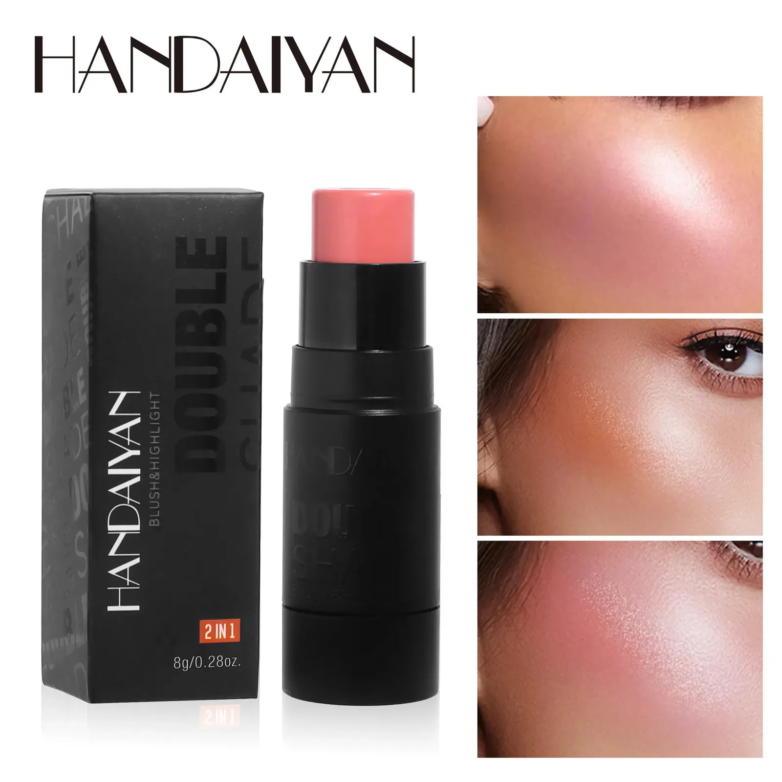 Handaiyan 2 In 1 Matte Glitter Face Blusher and Highlighter Stick ...