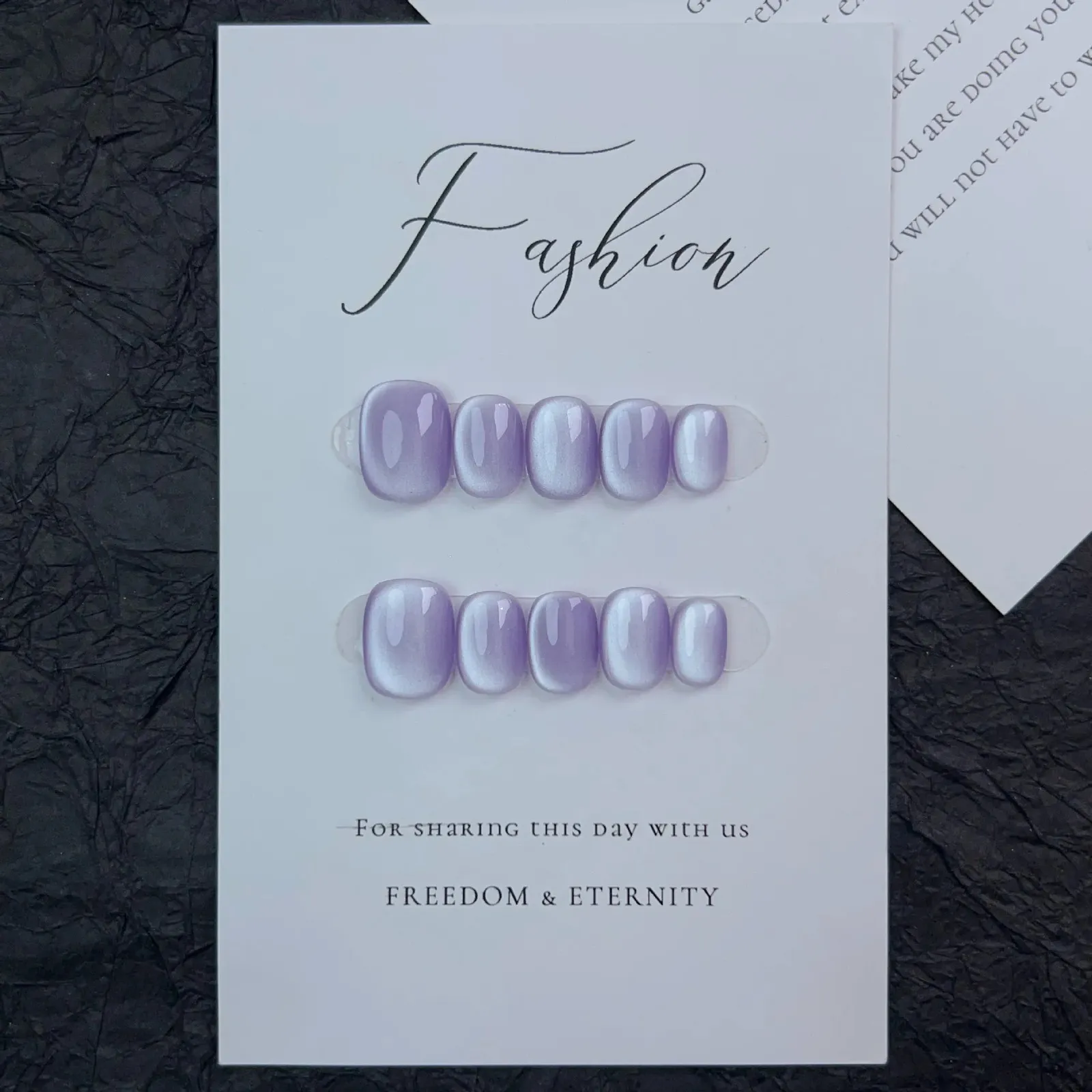 Handmade Short Ballerina Blue Cat Eye Press On Fake Nails Full Cover ...