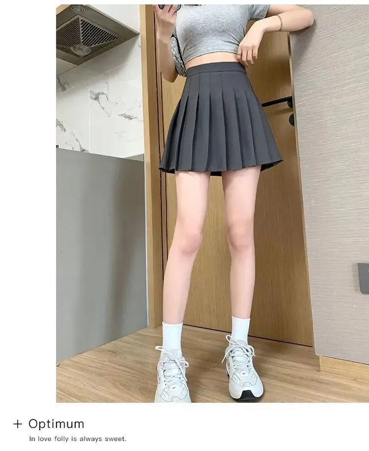 Pleated Mini Skirt for Women High Waist 24 in Grey Plaid Knit Above ...