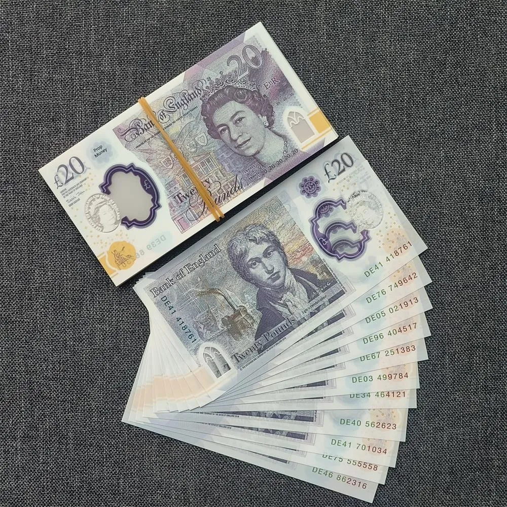 5A+ Ultrathin Polymer Movie Prop Money UK 20 British Pound GBP Note 2. ...