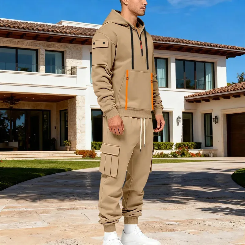 Men's Hooded Acrylic Fleece Winter Sports Jacket with Side Zipper Long ...