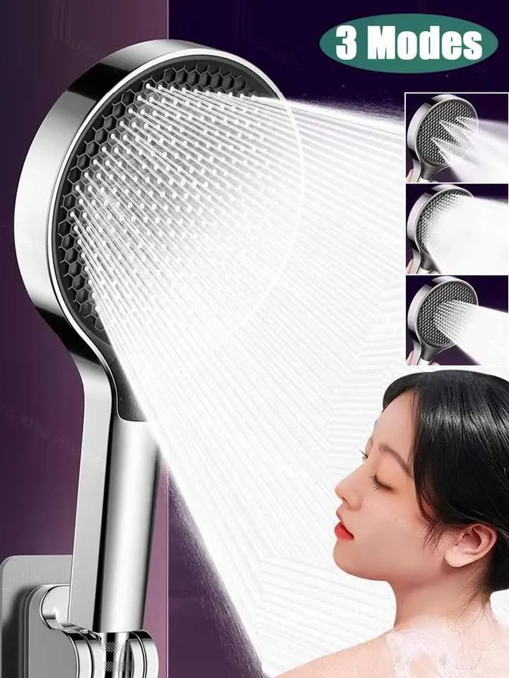 15CM Round High Pressure Rainfall Handheld Shower Head with 3 Modes and ...