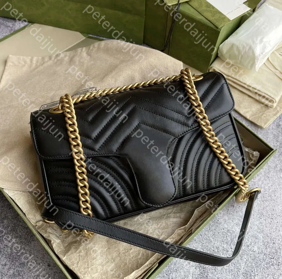 Genuine Leather Women Small Handbag Tote with Gold Chain Shoulder Strap ...