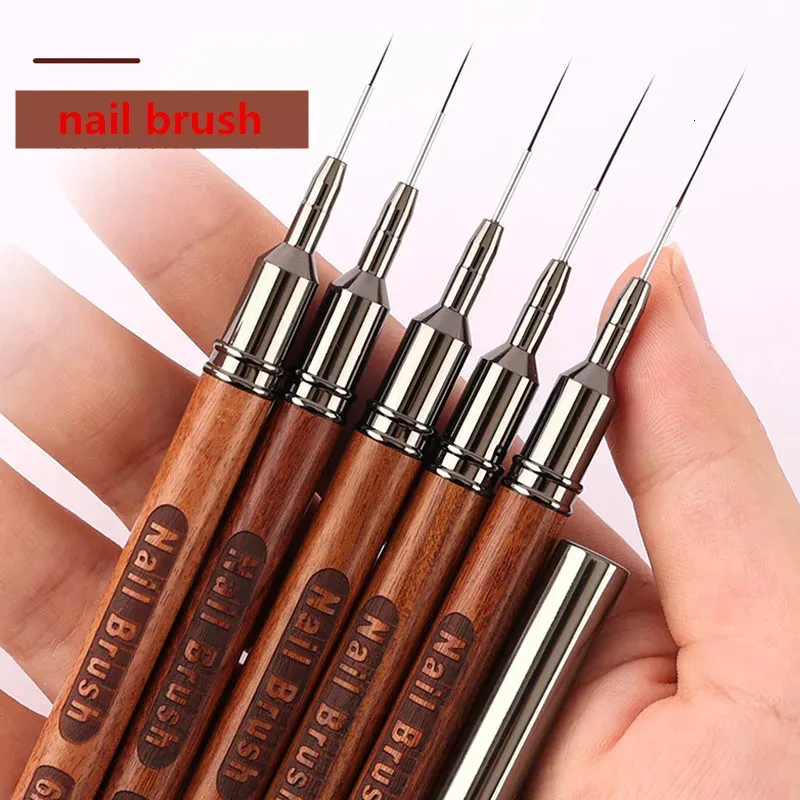 Round Wood Handle Art Liner Brush Set with 5 Sizes for Painting and ...