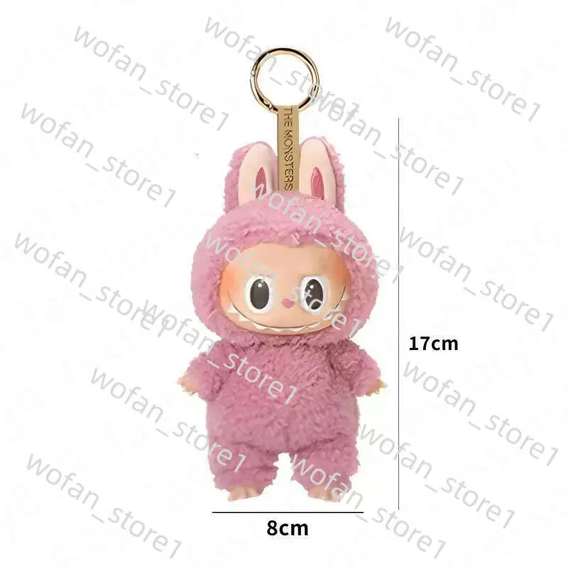 Labubu Plush Keychain Pendant with 18K Gold-Plated Silver Metal, Gray ...