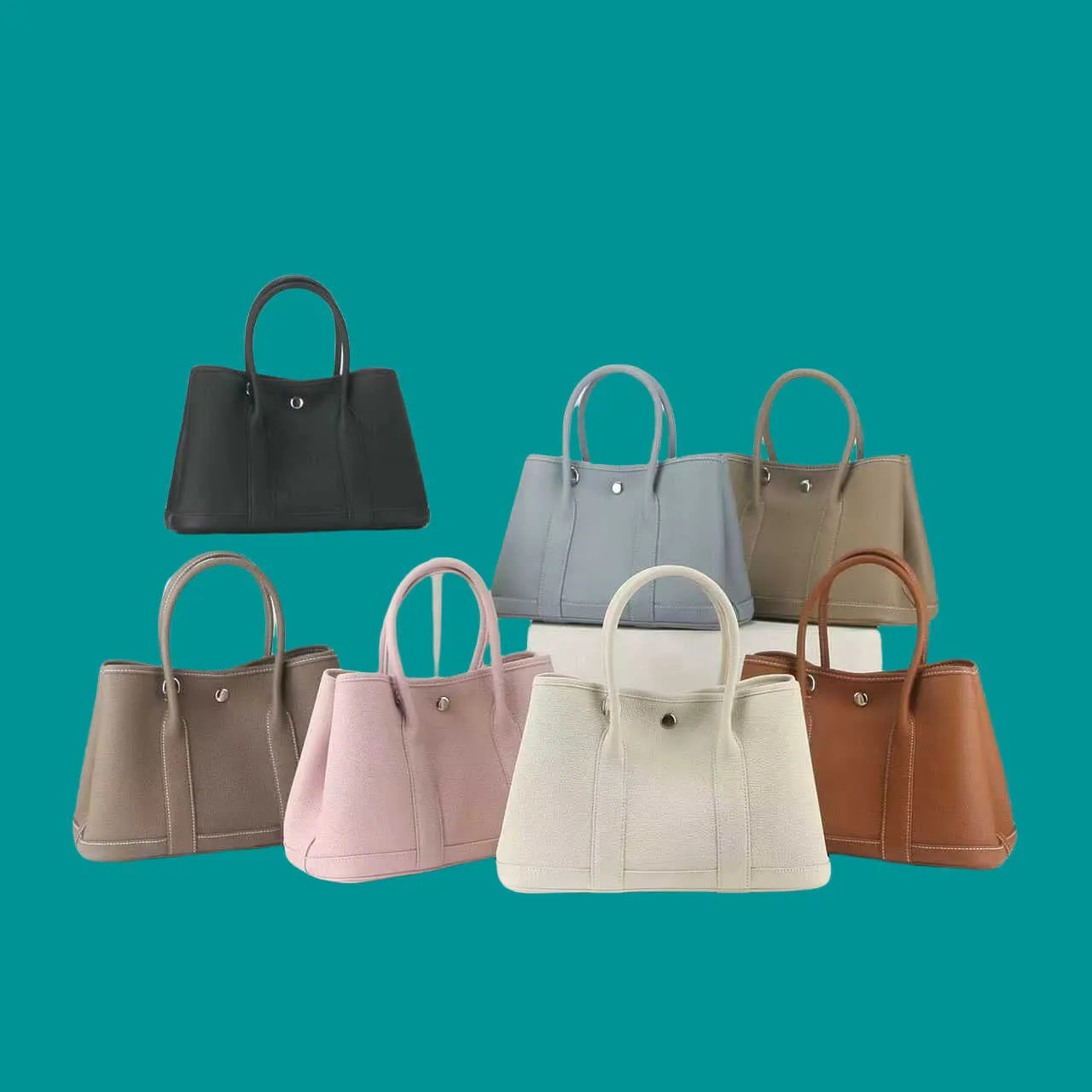 Leather Drawstring Tote Bag Hand-Stitched Top Layer Cowhide Womens ...