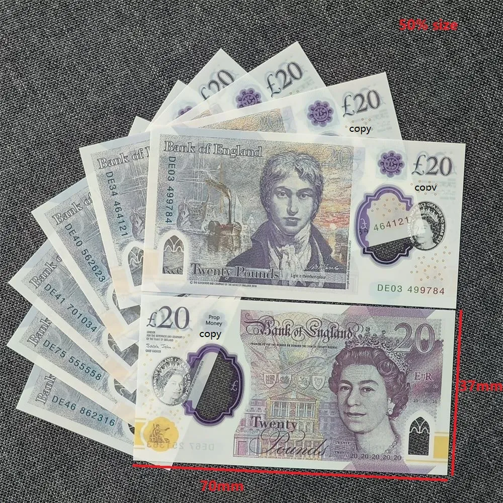 5A+ Transparent Polymer Prop Money Realistic GBP 20 Pound Movie Notes ...