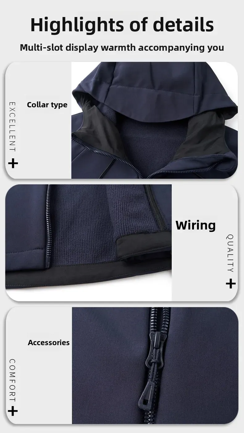 Men's Hooded Parka Jacket Short Sleeve Genuine Leather Tatting Spring ...