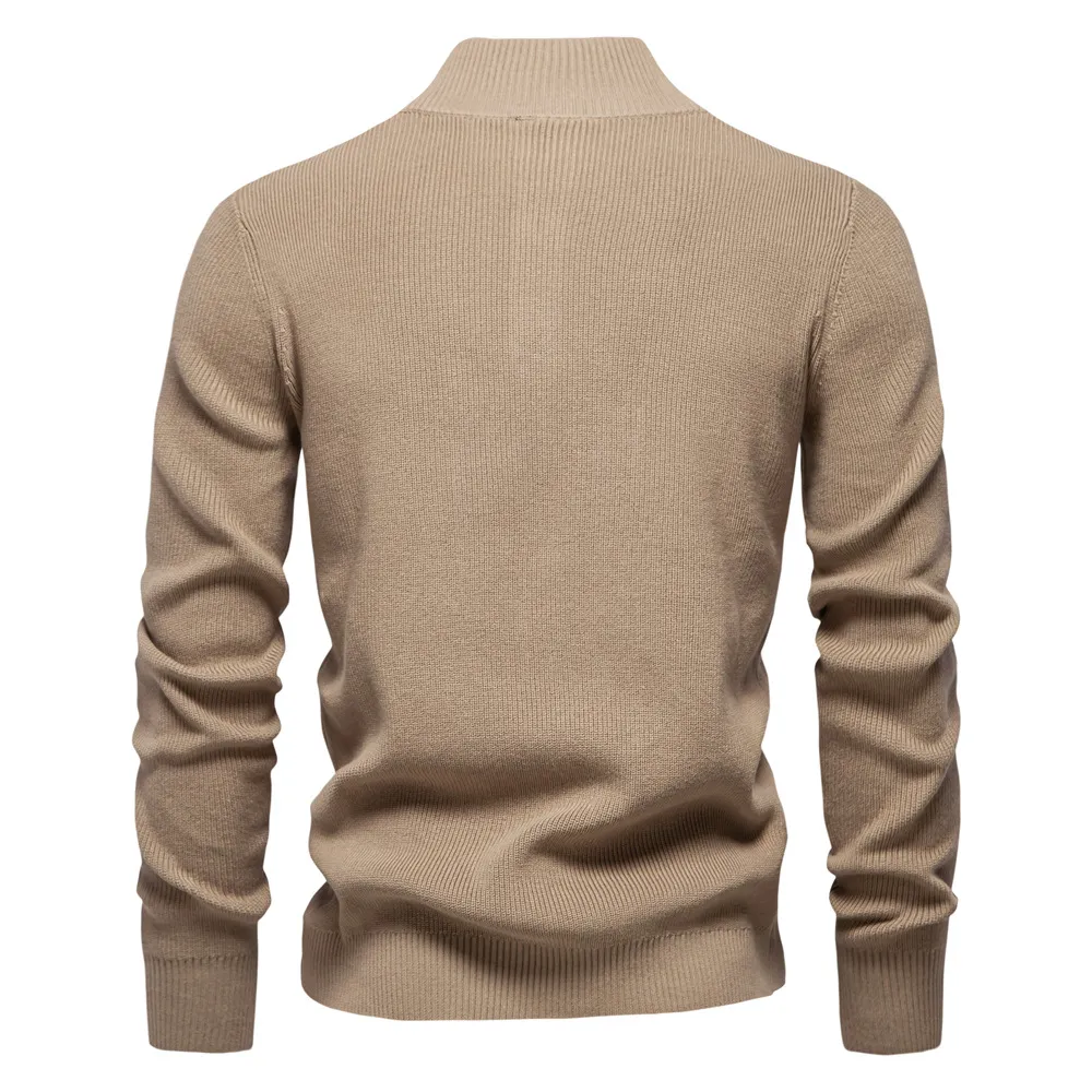 Men's Half Zipper Sweater with Turtle Neck Collar Cotton Blend Casual ...