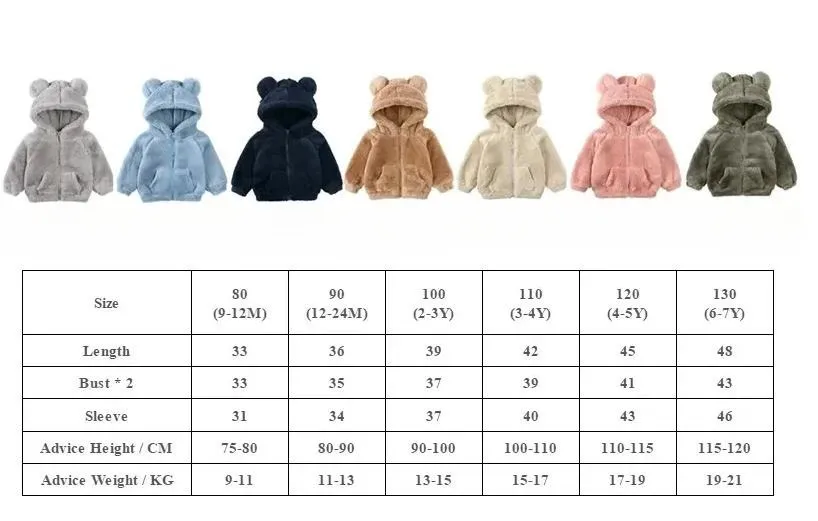 Fleece Winter Children Outwear Hooded Sweatshirt Jacket for Boys and ...