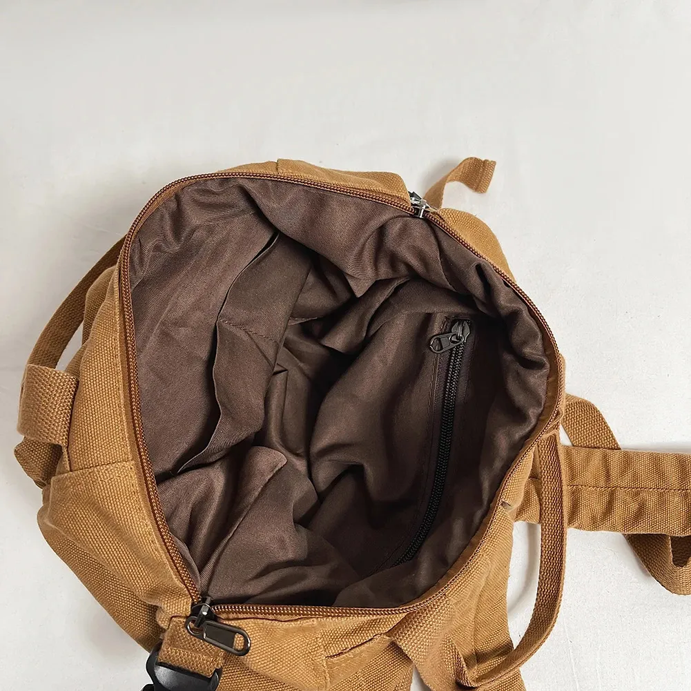 Canvas Backpack Vintage Solid Color Casual Daypack with Interior Slot ...