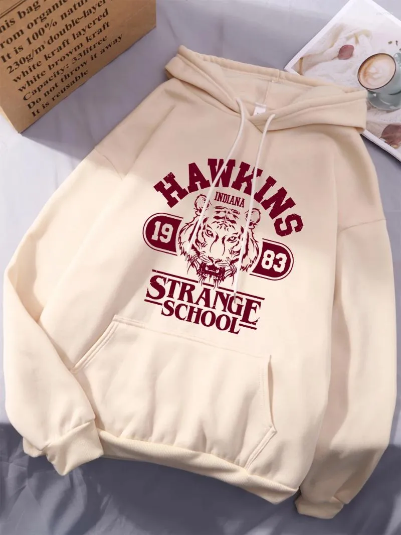 Women's Hoodies Hawkins Strange School 1983 Cartoon Print Polyester ...