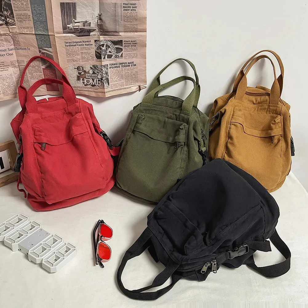 Canvas Backpack Vintage Solid Color Casual Daypack with Interior Slot ...