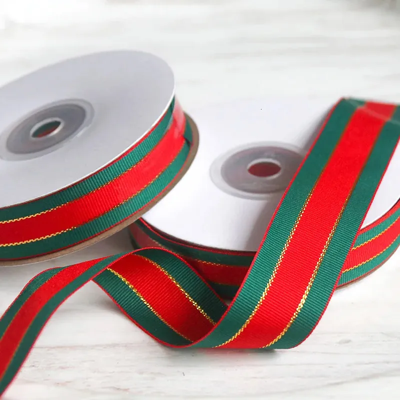 20 Yards Roll Gift Wrapping Ribbon Satin Red and Green Stripes for ...