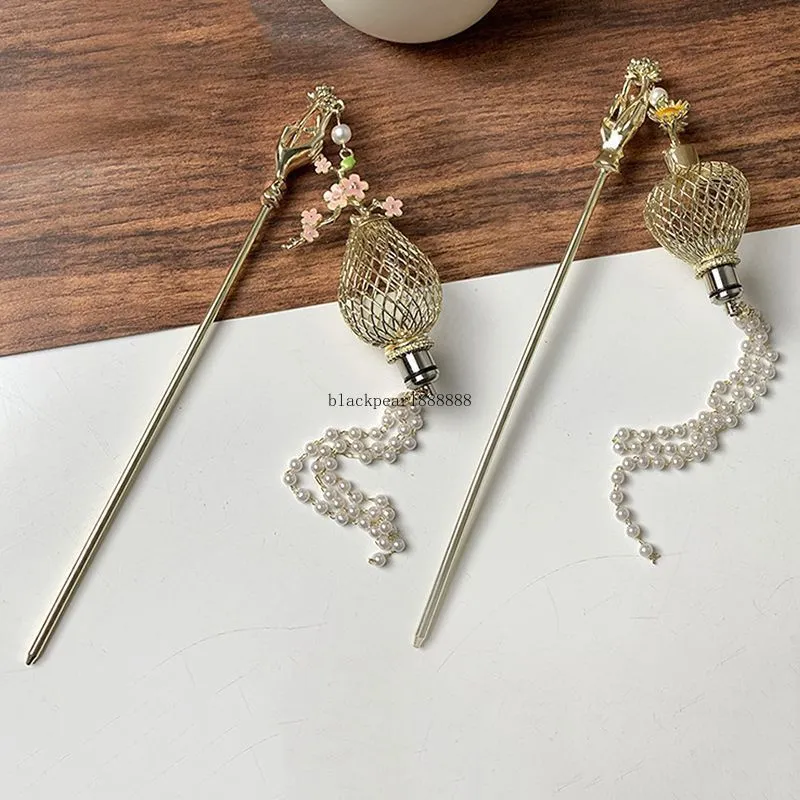 Retro Glowing Light Alloy Hair Sticks Tassel Hairpin Chinese Style ...