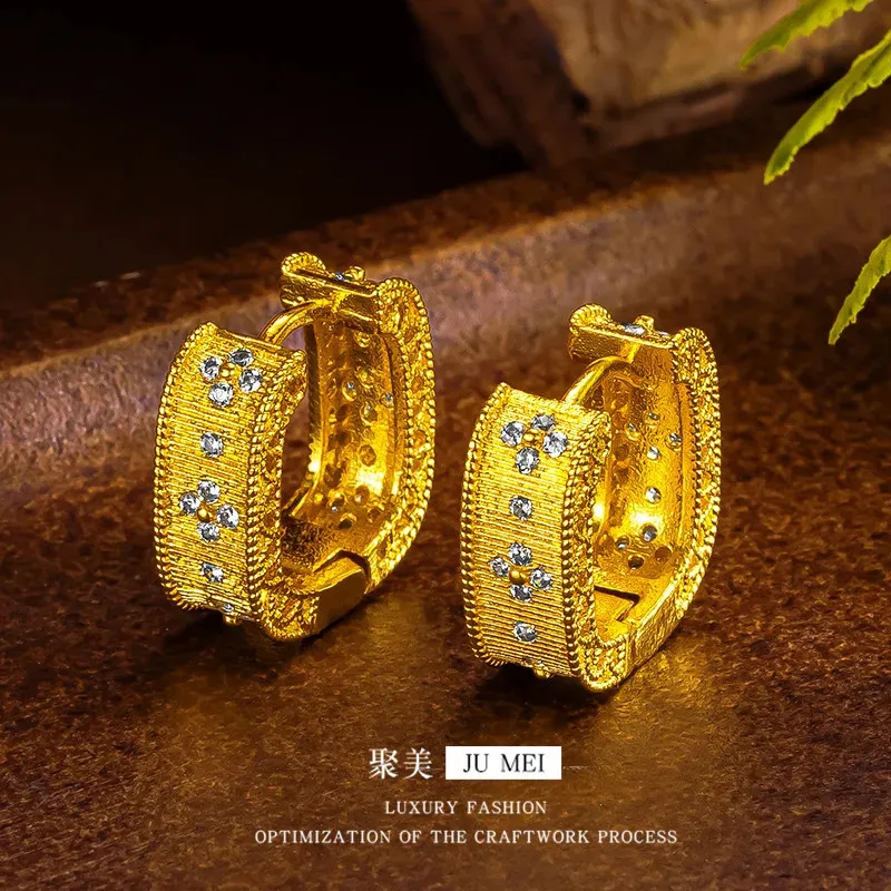 24K 9999 Pure Gold Women's Geometric Hollow Square Earrings from Dhgate ...