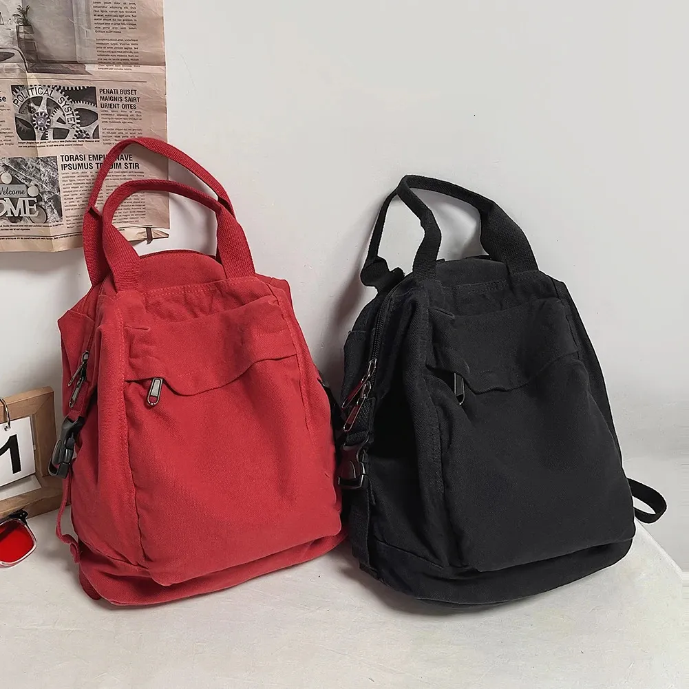 Canvas Backpack Vintage Solid Color Casual Daypack with Interior Slot ...